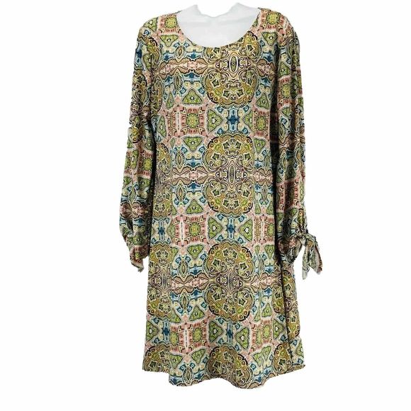 Tacera | Dresses | Tacera Womens Size L Green Multicolored Patterned ...